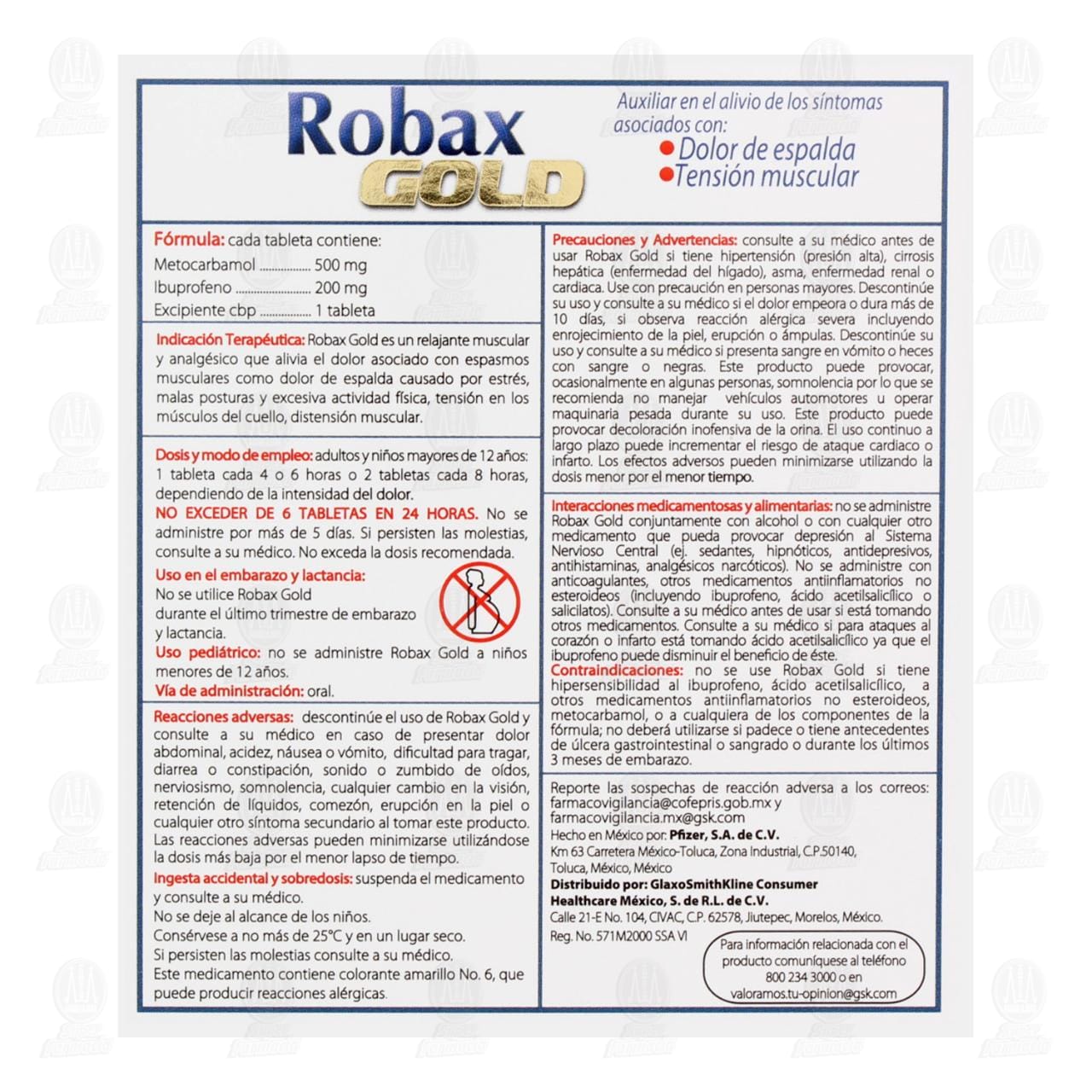 Robax Gold Relajante Muscular con Efecto Analgésico, 24 Tabletas. de ...