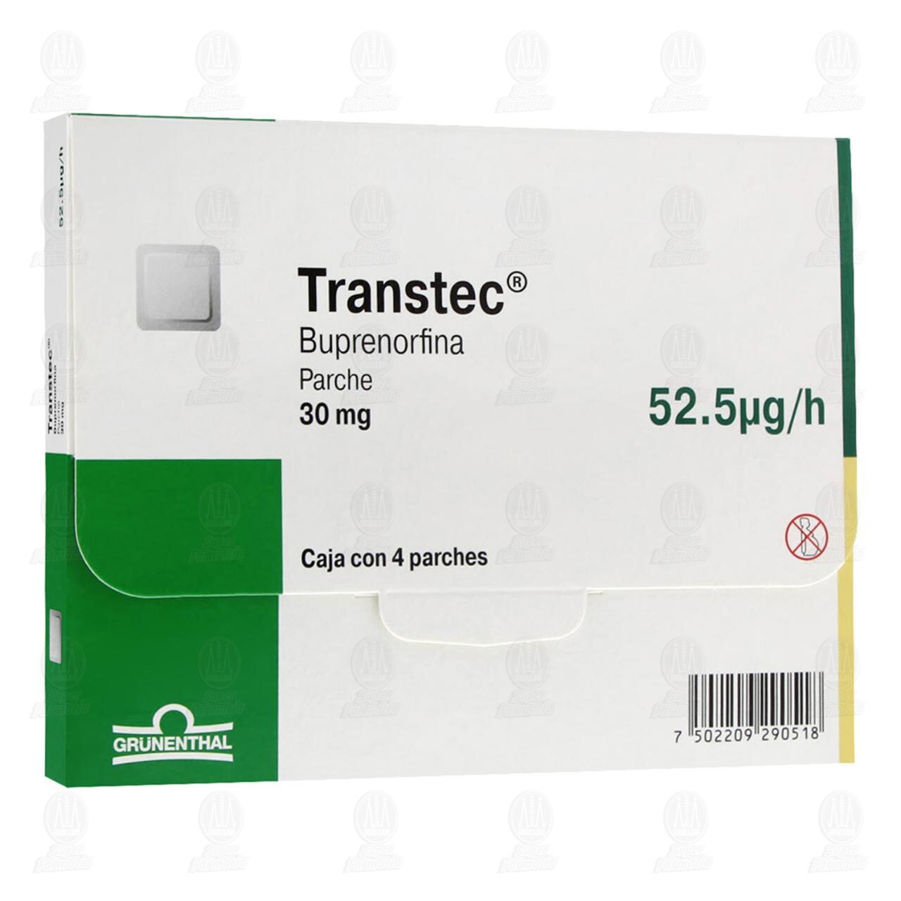 Transtec 30 mg, 4 Parches. de TRANSTEC | Farmacias Guadalajara