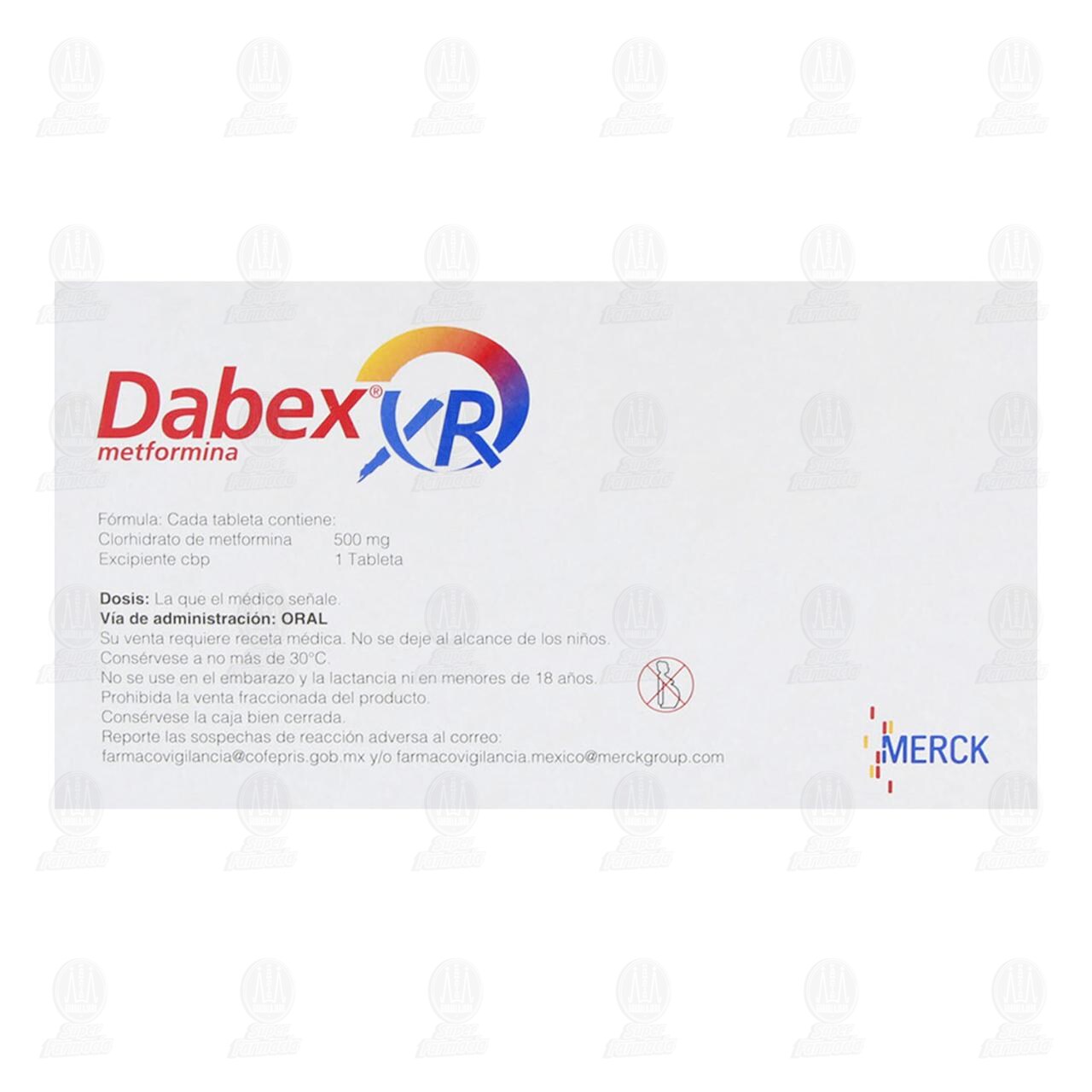 Dabex XR 500 mg, 60 Tabletas. de DABEX | Farmacias Guadalajara