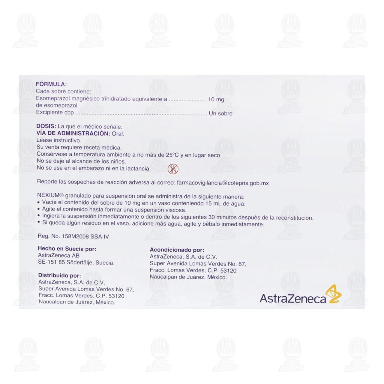 Nexium 10 mg, 28 Sobres Granulado. de NEXIUM 10MG | Farmacias Guadalajara