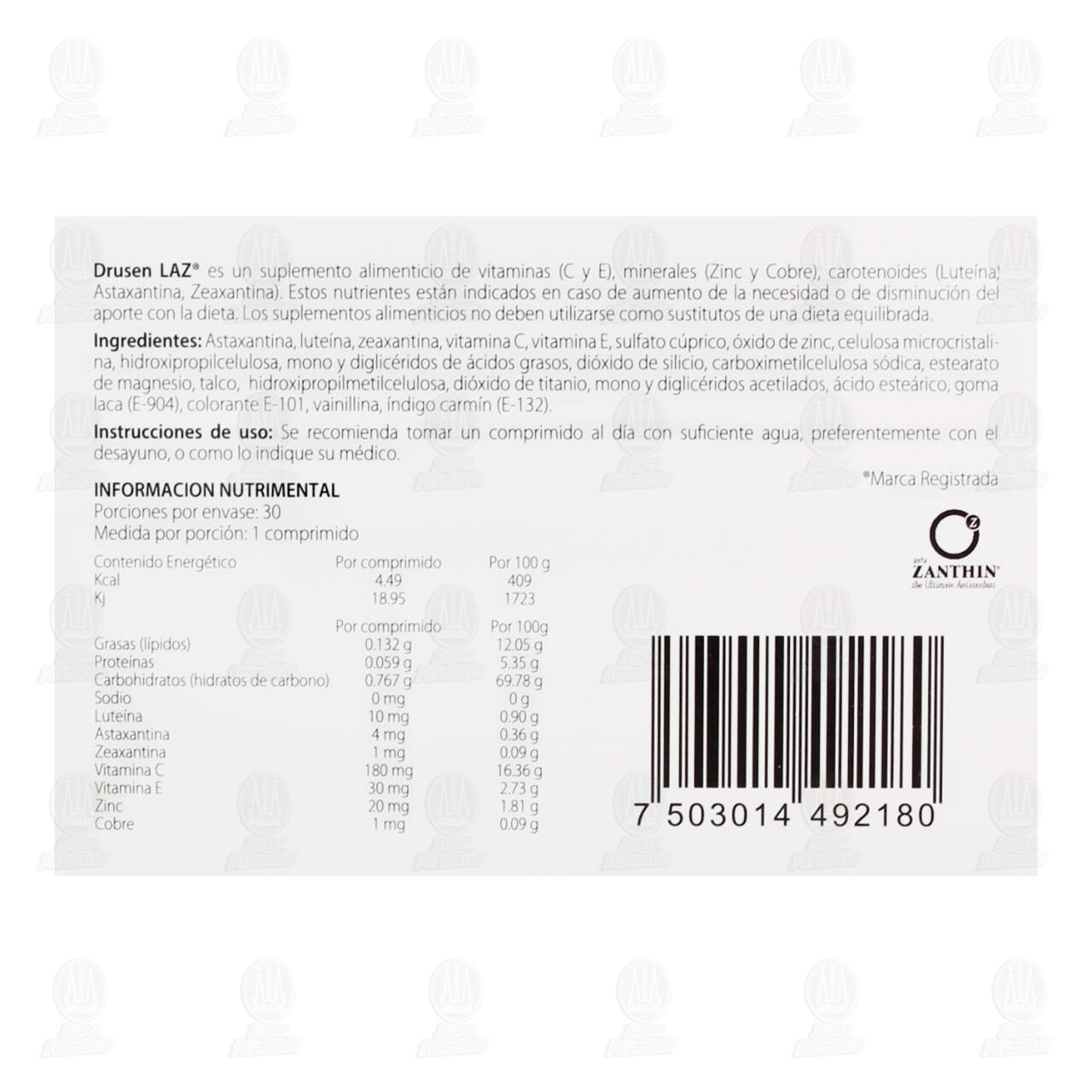 Drusen Laz, 30 Comprimidos. de DRUSEN | Farmacias Guadalajara
