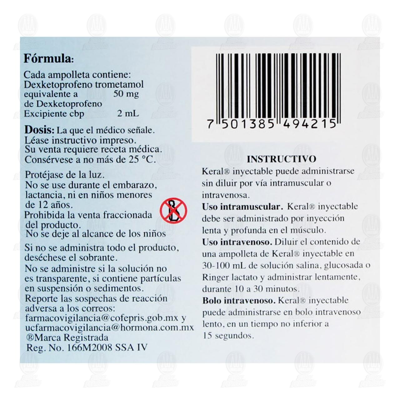 Keral 50mg/2ml Solución Inyectable 3 Ampolletas, 2 ml c/u. de KERAL ...