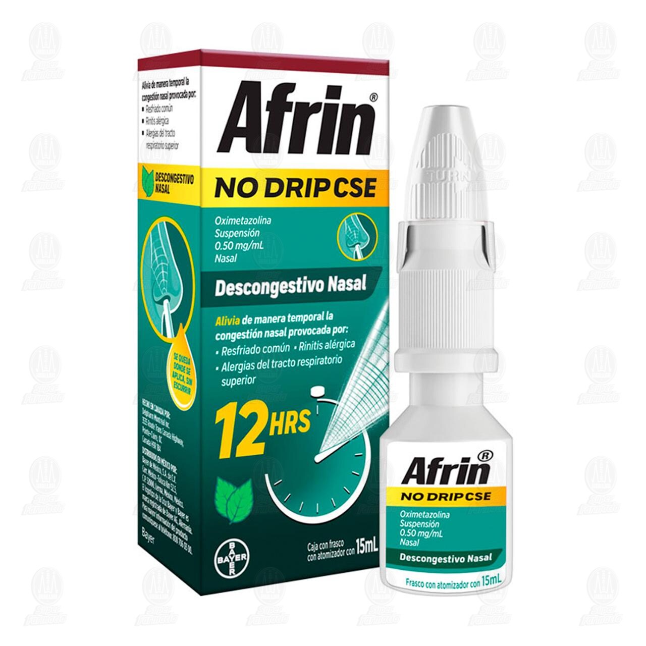 Afrin No Drip Congestión Severa Nasal Suspensión 0.50mg/ml, 15 ml. de ...