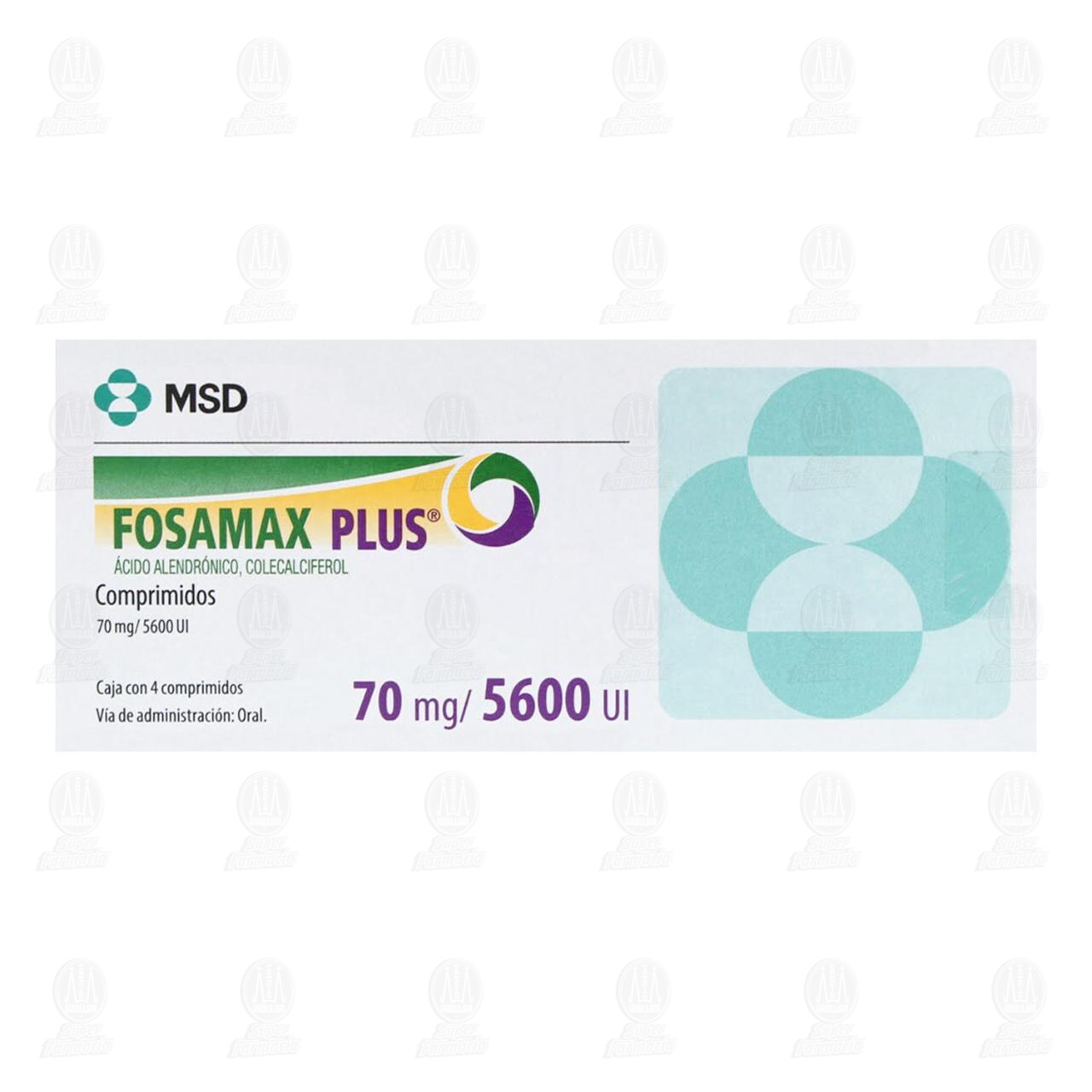 Fosamax Plus 70mg/5600UI, 4 Comprimidos. de FOSAMAX | Farmacias Guadalajara