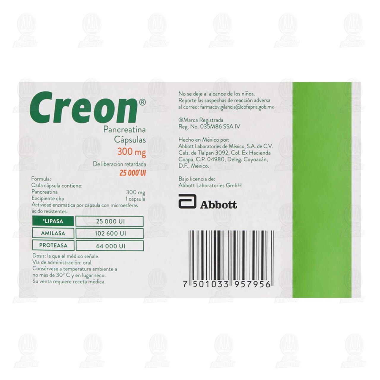 Creon 300 mg 25,000 UI, 50 Cápsulas. de CREON | Farmacias Guadalajara