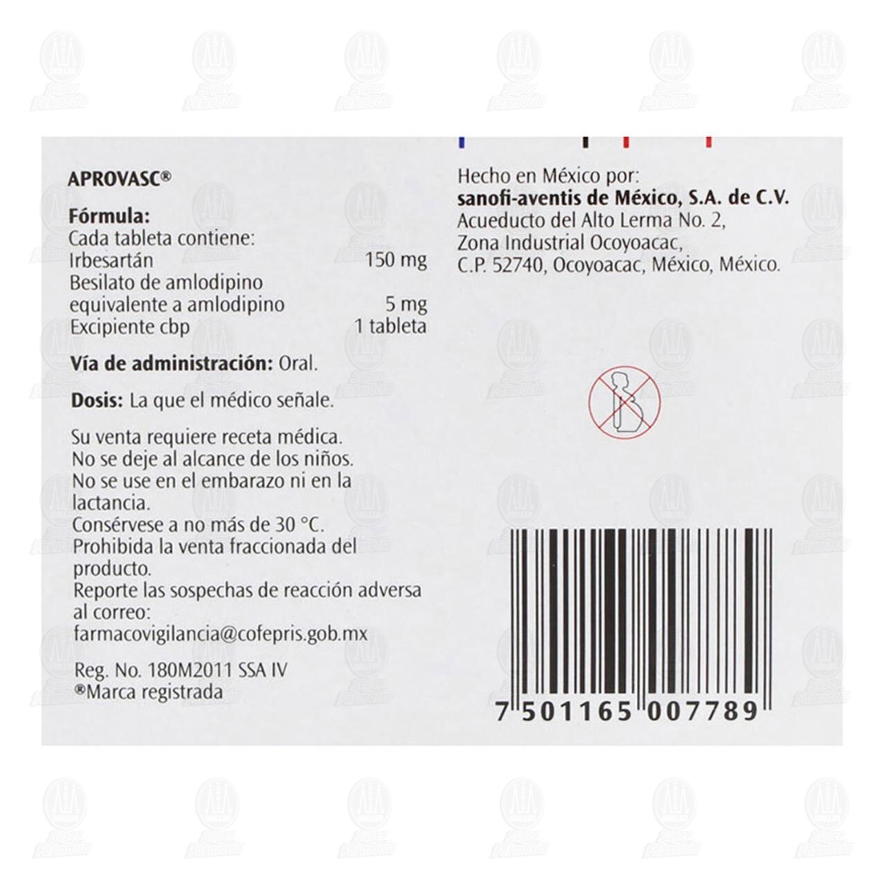 Aprovasc 150mg/5mg, 14 Tabletas. de APROVASC | Farmacias Guadalajara