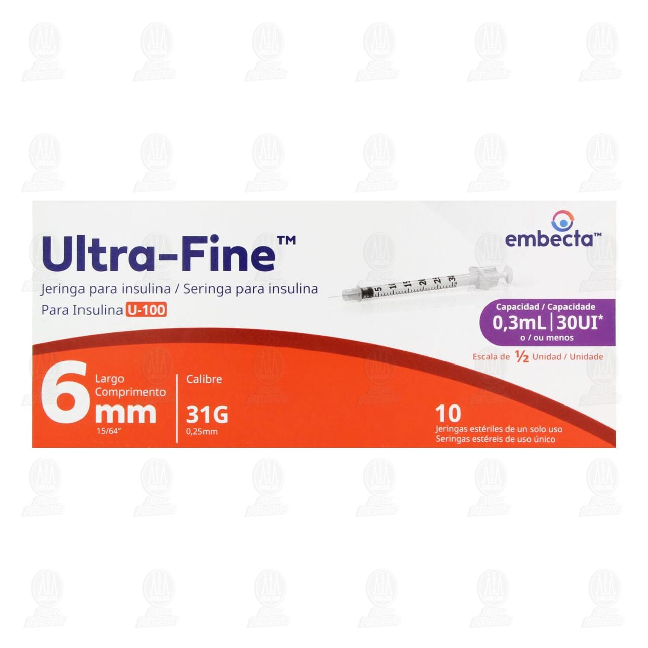 Jeringas para Insulina Ultra-Fine 0.3 ml 31G x 6mm, 10 pzas. de ULTRA ...