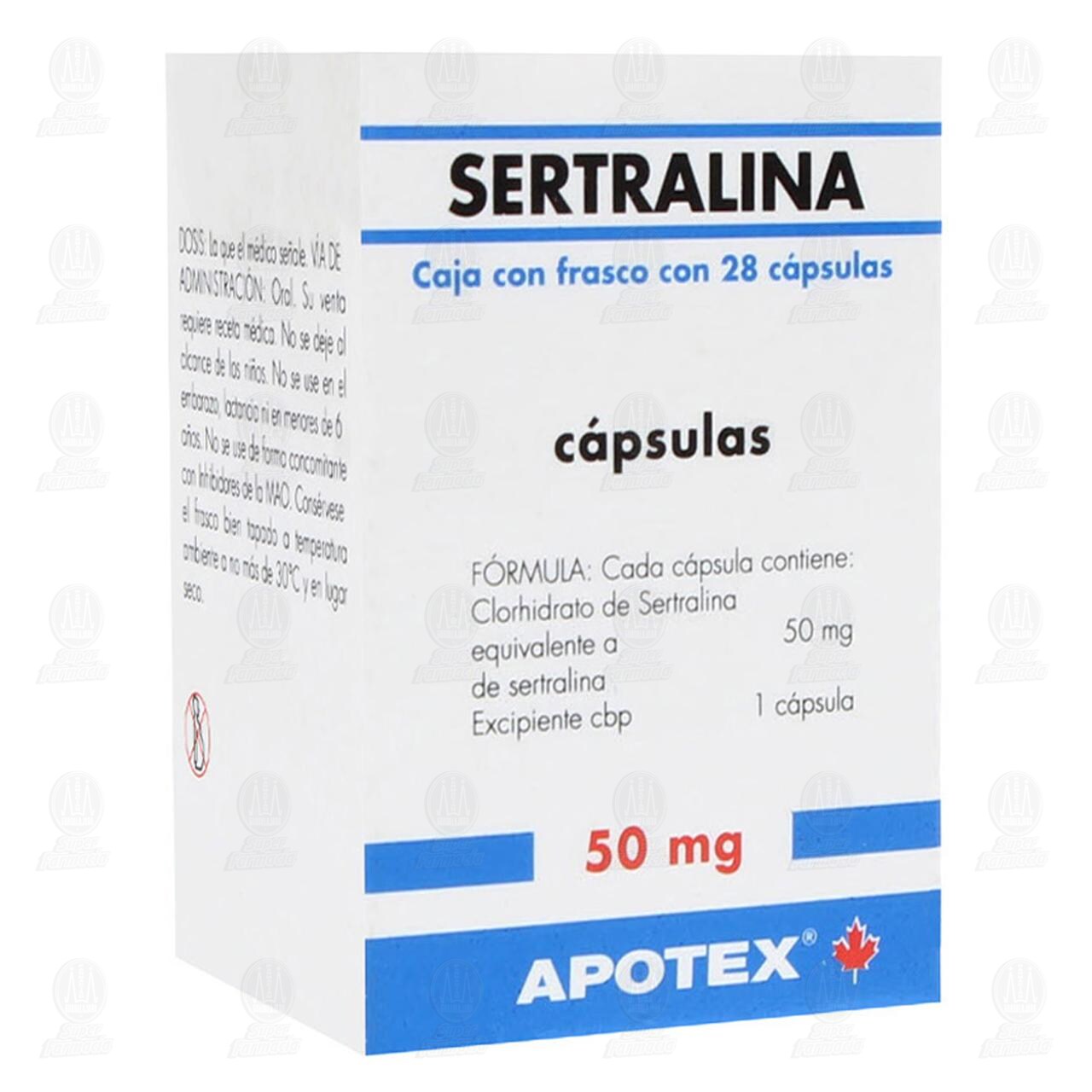 Sertralina 50 mg, 28 Cápsulas. de APOTEX | Farmacias Guadalajara