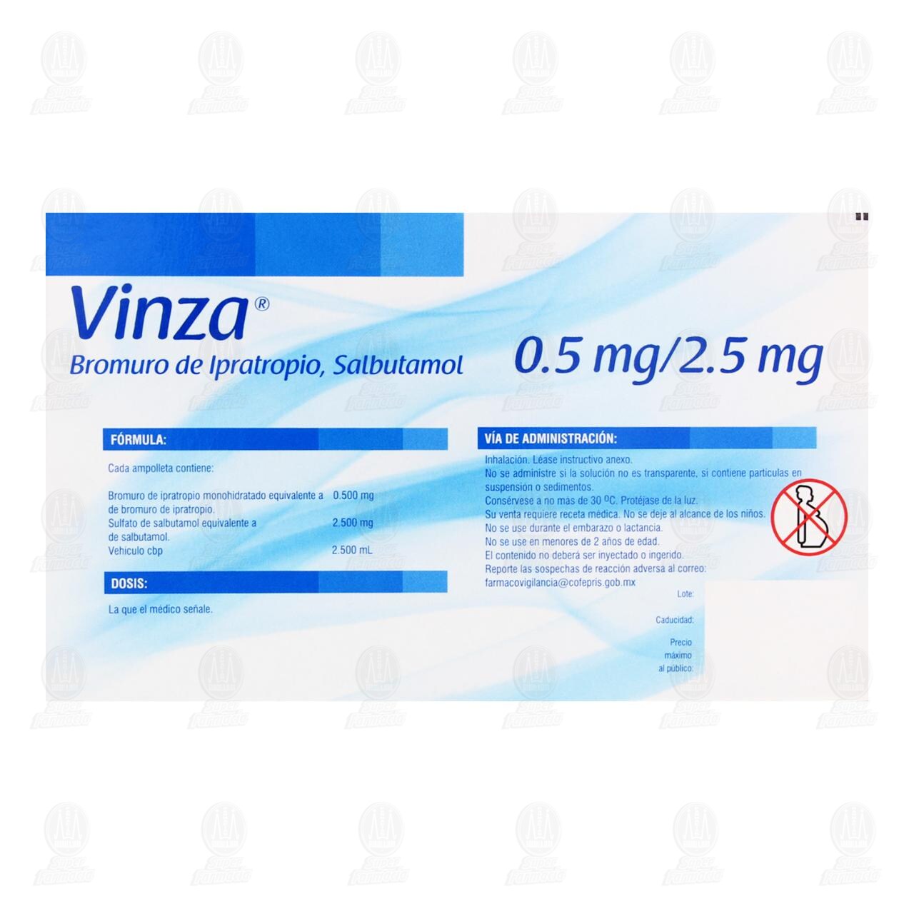 Vinza 0.5mg/2.5mg Solución, 10 Ampolletas con 2.5 ml c/u. de VINZA ...