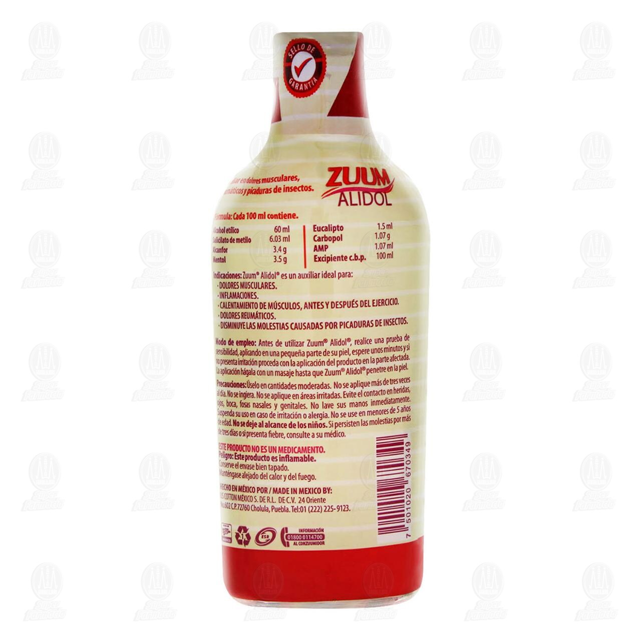 Alidol Gel Alcanforado Zuum, 125 ml. de ZUUM | Farmacias Guadalajara