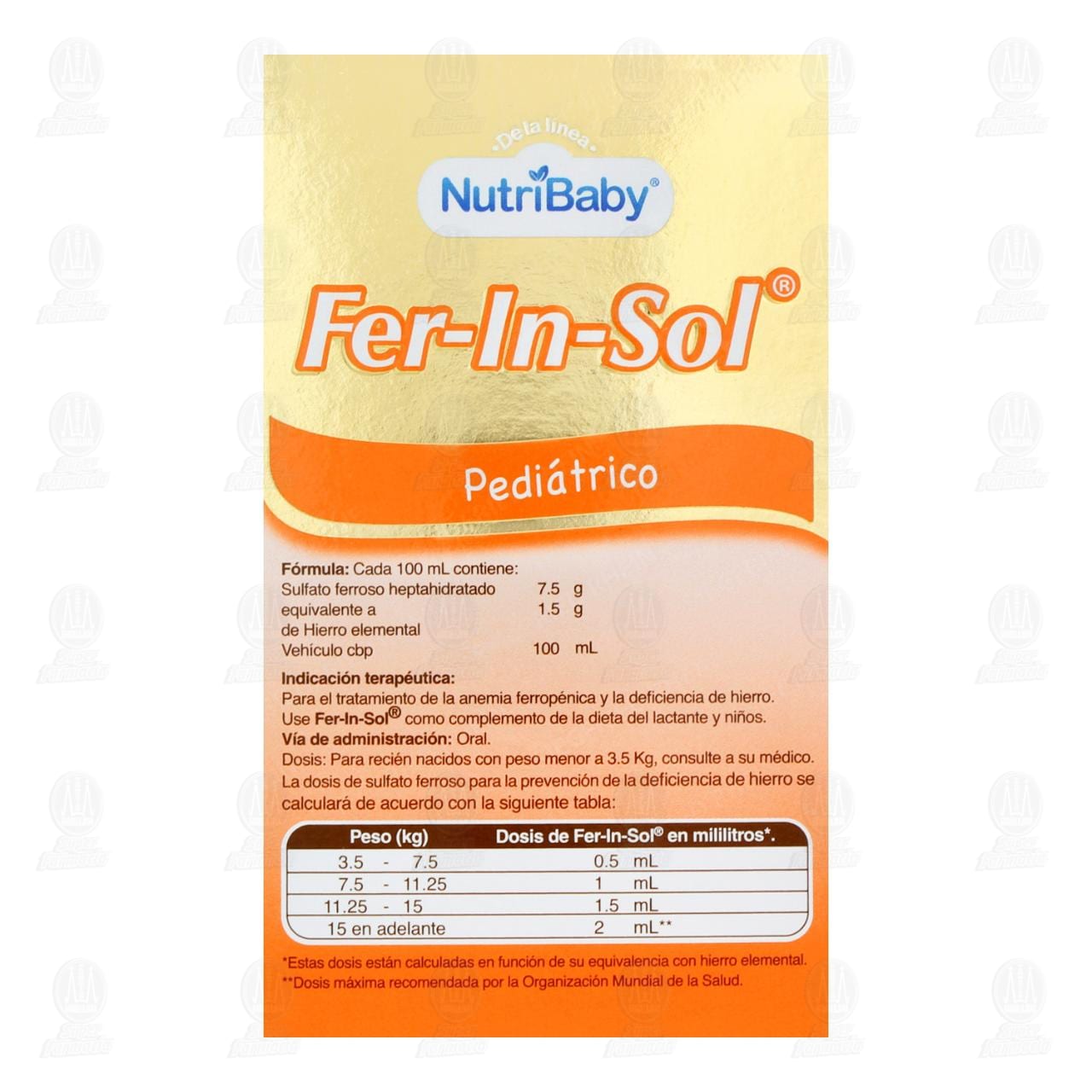 Fer-In-Sol 75mg/ml, 50 ml Solución Pediátrico. de FER-IN-SOL ...