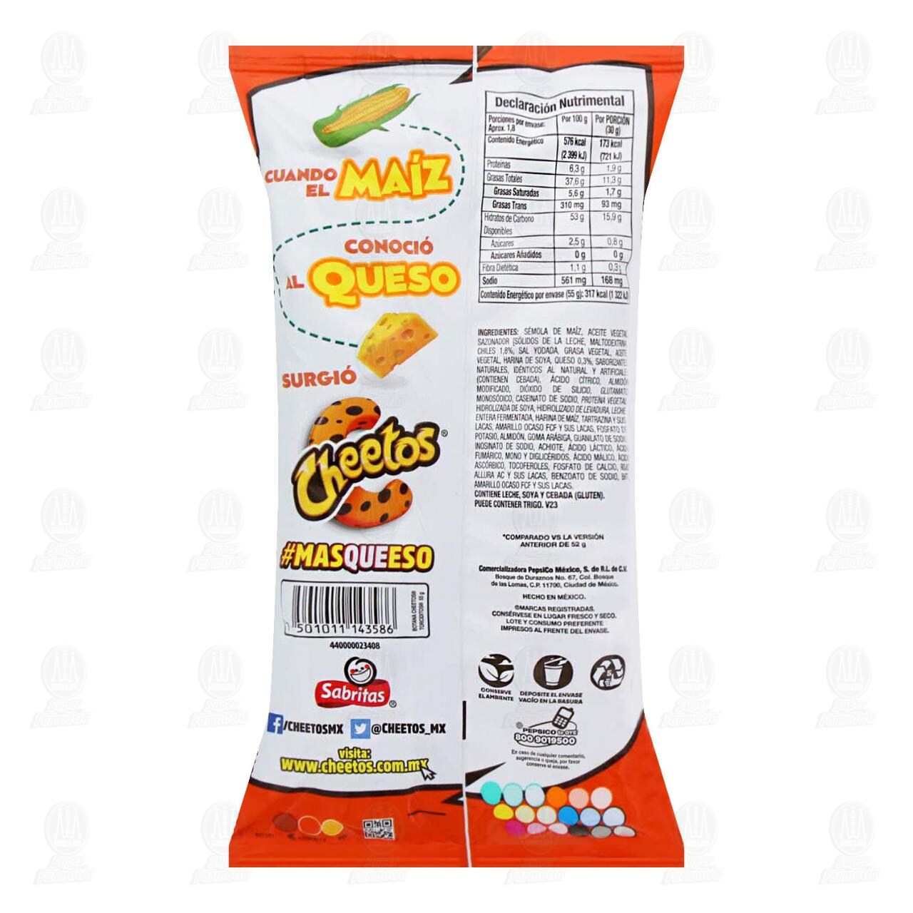 Botana Cheetos Torciditos con Queso y Chile, 55 gr. de SABRITAS ...