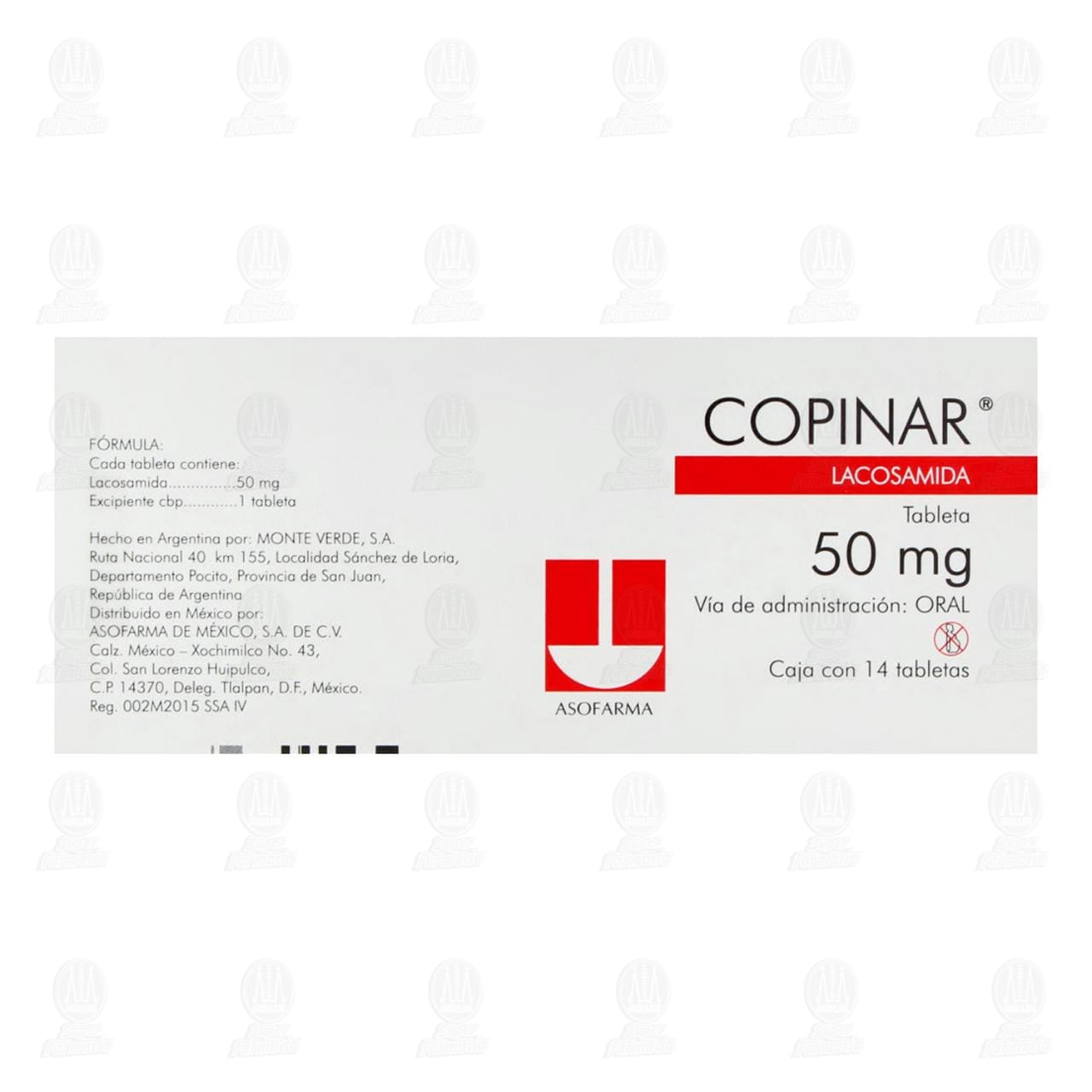 Copinar 50mg 14 Tabletas de COPINAR | Farmacias Guadalajara