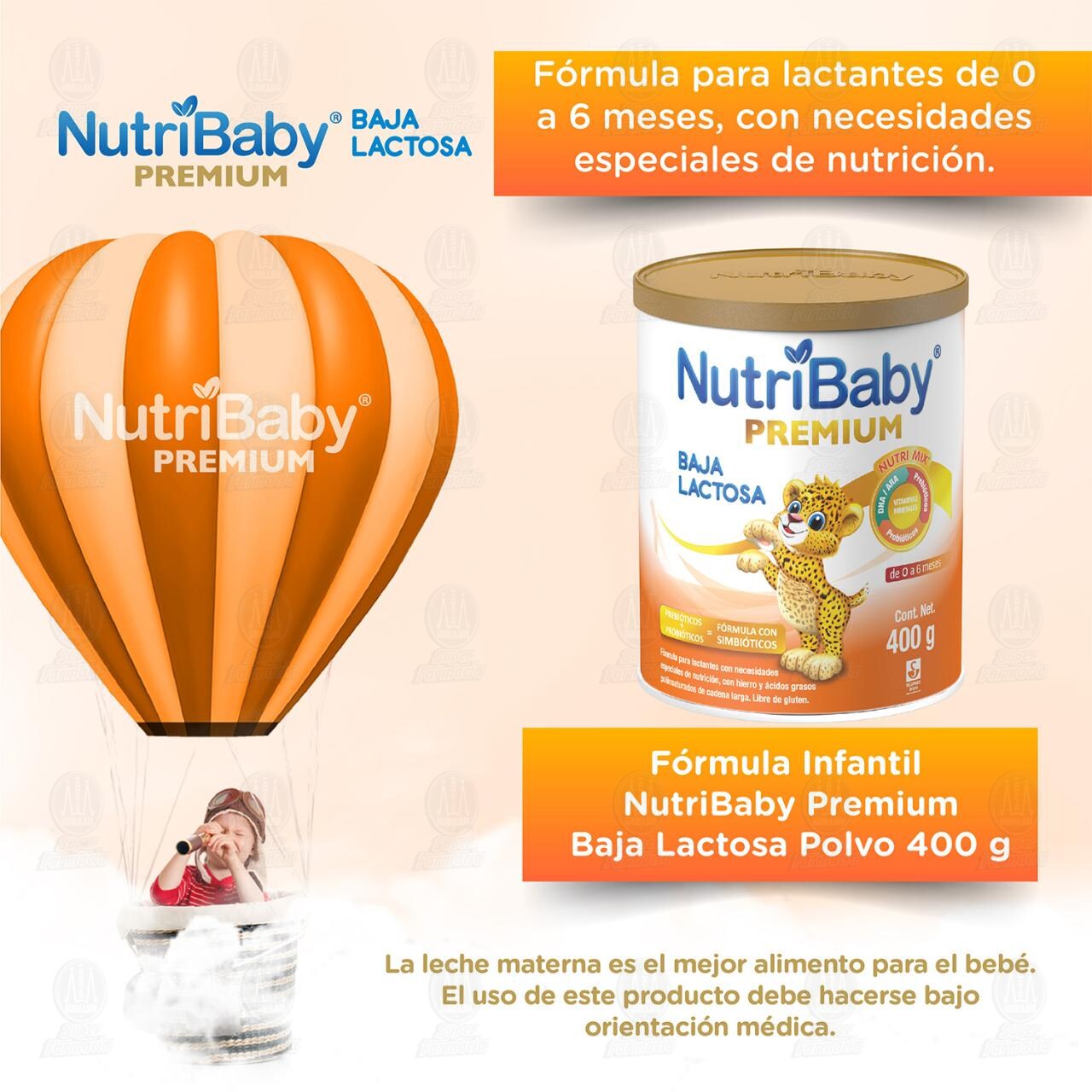 Fórmula Infantil Nutribaby Premium Baja Lactosa (Edad 0-6 Meses), 400 ...