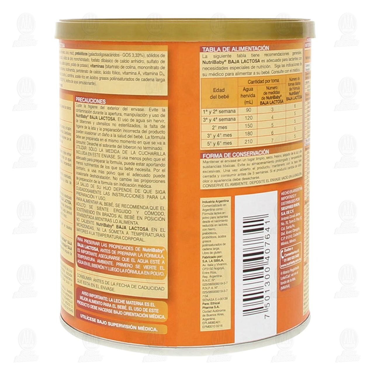Fórmula Infantil Nutribaby Premium Baja Lactosa (Edad 0-6 Meses), 400 ...