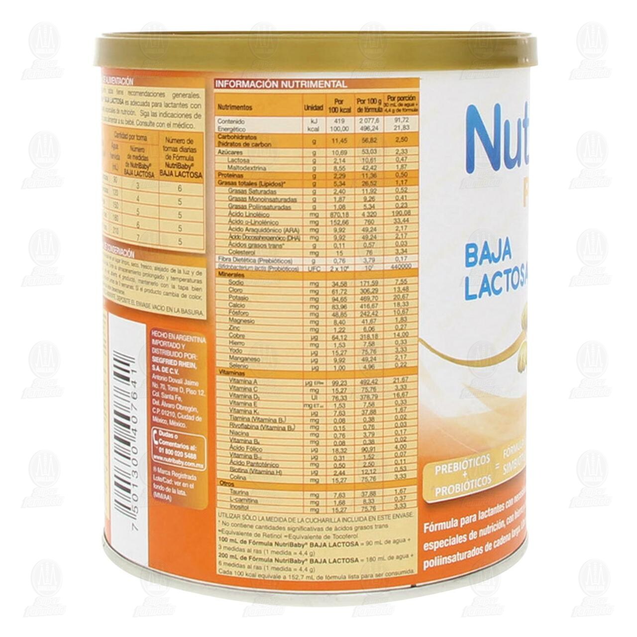 Fórmula Infantil Nutribaby Premium Baja Lactosa (Edad 0-6 Meses), 400 ...