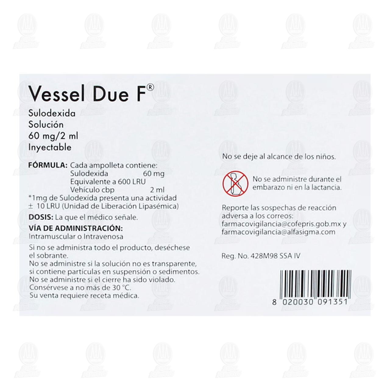 Vessel Due F 60mg/2ml Solución Inyectable, 10 Ampolletas. de VESSEL DUE ...