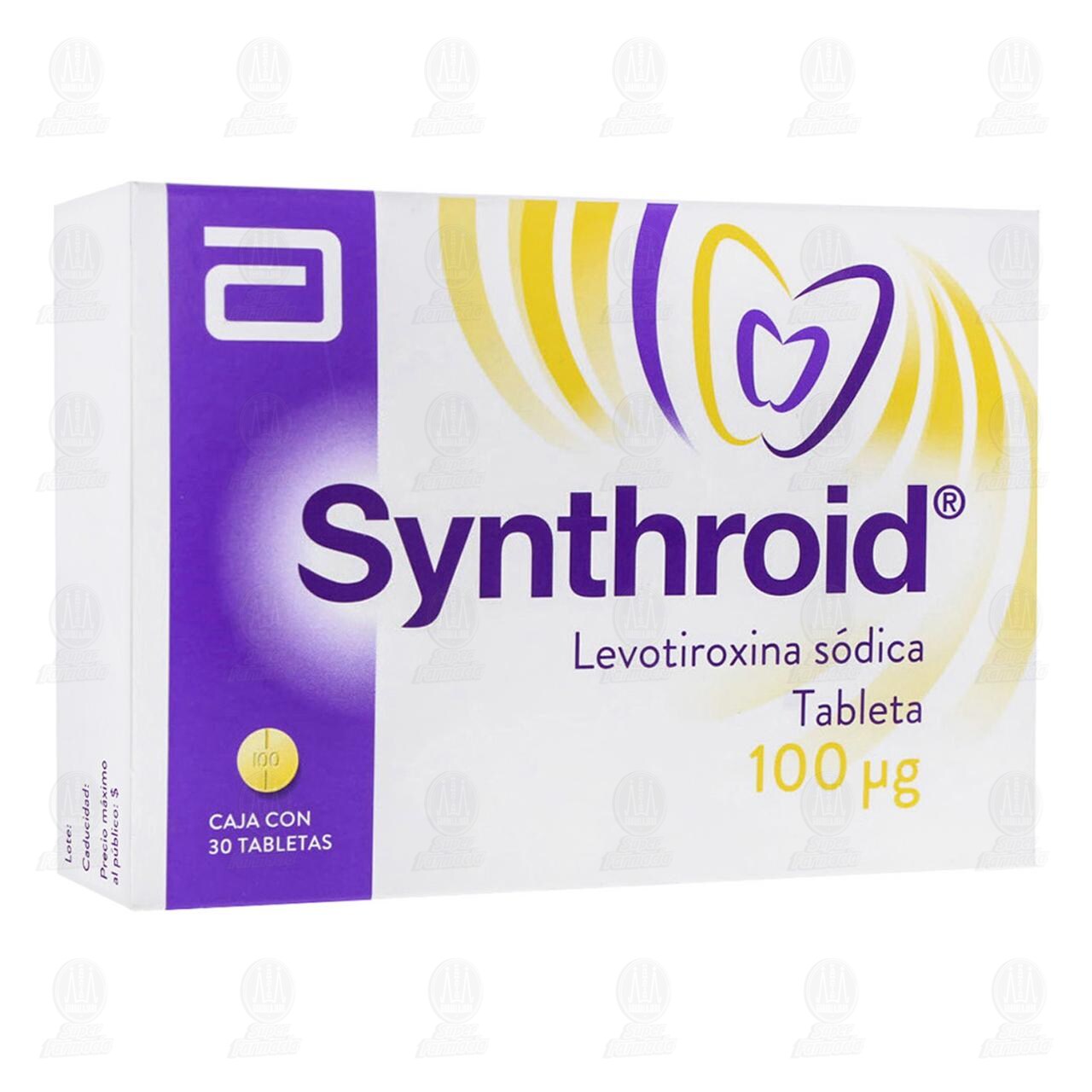 Synthroid 100 mcg, 30 Tabletas. de SYNTHROID | Farmacias Guadalajara