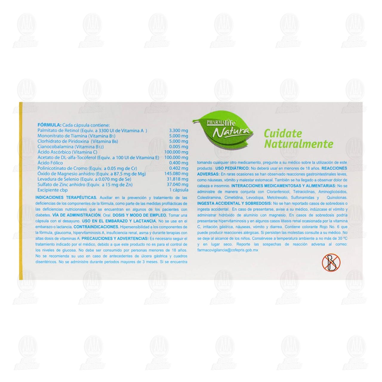 Vitaminas Para Diabéticos, 30 Cápsulas Pharmalife. de PHARMALIFE ...