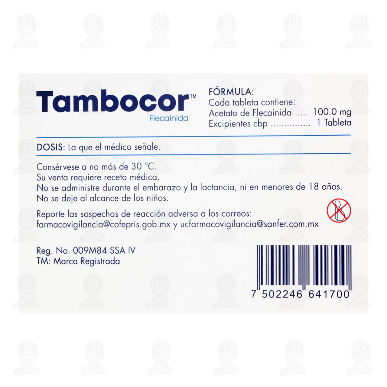 Tambocor 100mg 50 Tabletas de TAMBOCOR | Farmacias Guadalajara