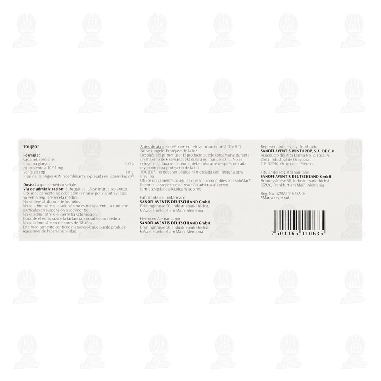 Toujeo 300U/ml Solución Inyectable Pluma Precargada, 1.5 ml. de TOUJEO ...