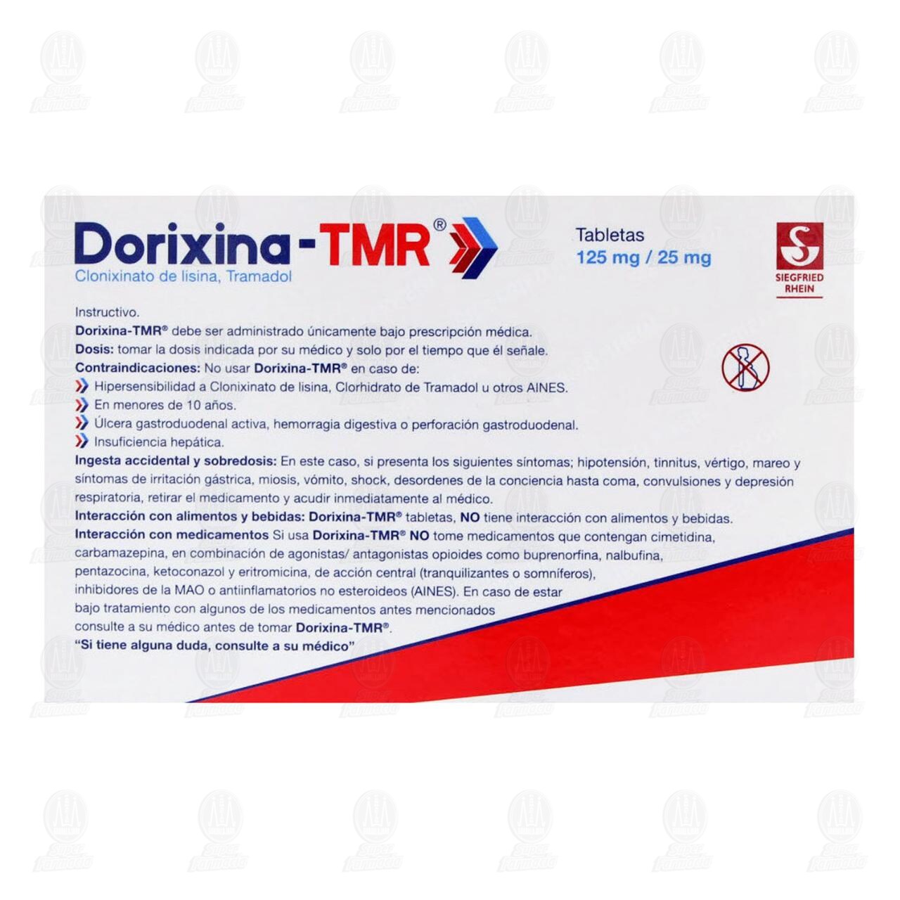 Dorixina-TMR 125mg/25mg, 14 Tabletas. de DORIXINA | Farmacias Guadalajara