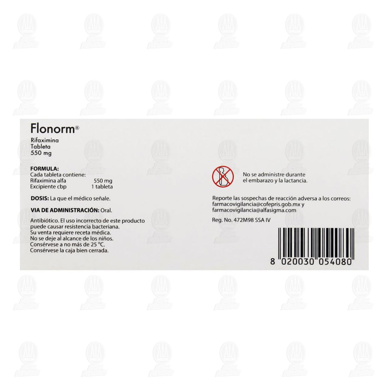 Flonorm 550 mg, 14 Tabletas. de FLONORM | Farmacias Guadalajara