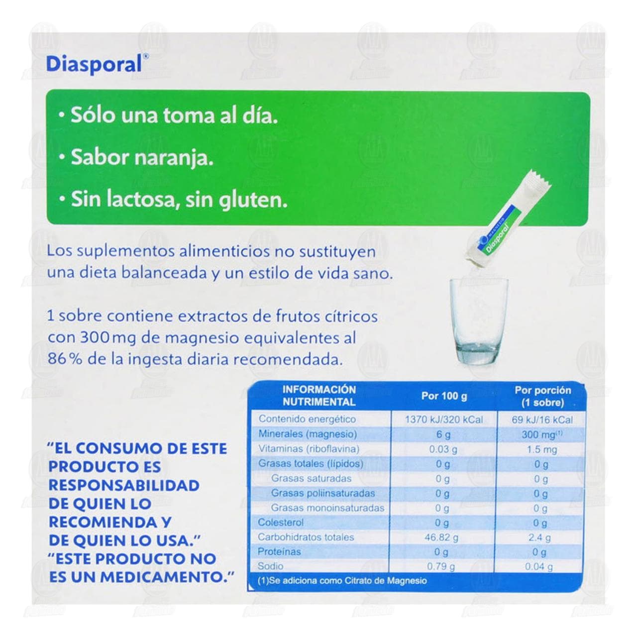 Diasporal 300 mg, 20 Sobres 5gr c/u. de DIASPORAL | Farmacias Guadalajara