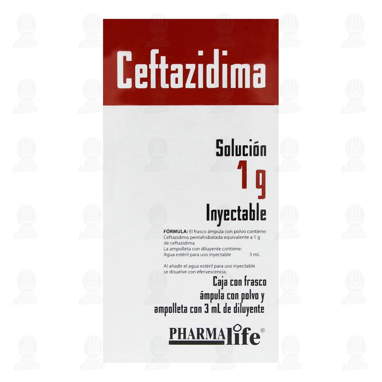 Ceftazidima 1 gr, 3 ml Pharmalife. de PHARMALIFE | Farmacias Guadalajara