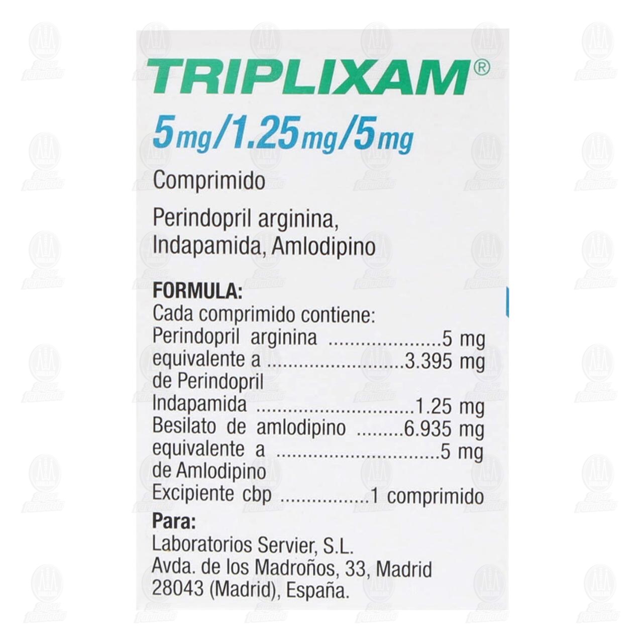 Triplixam 5mg/1.25mg/5mg, 30 Comprimidos. de TRIPLIXAM | Farmacias ...