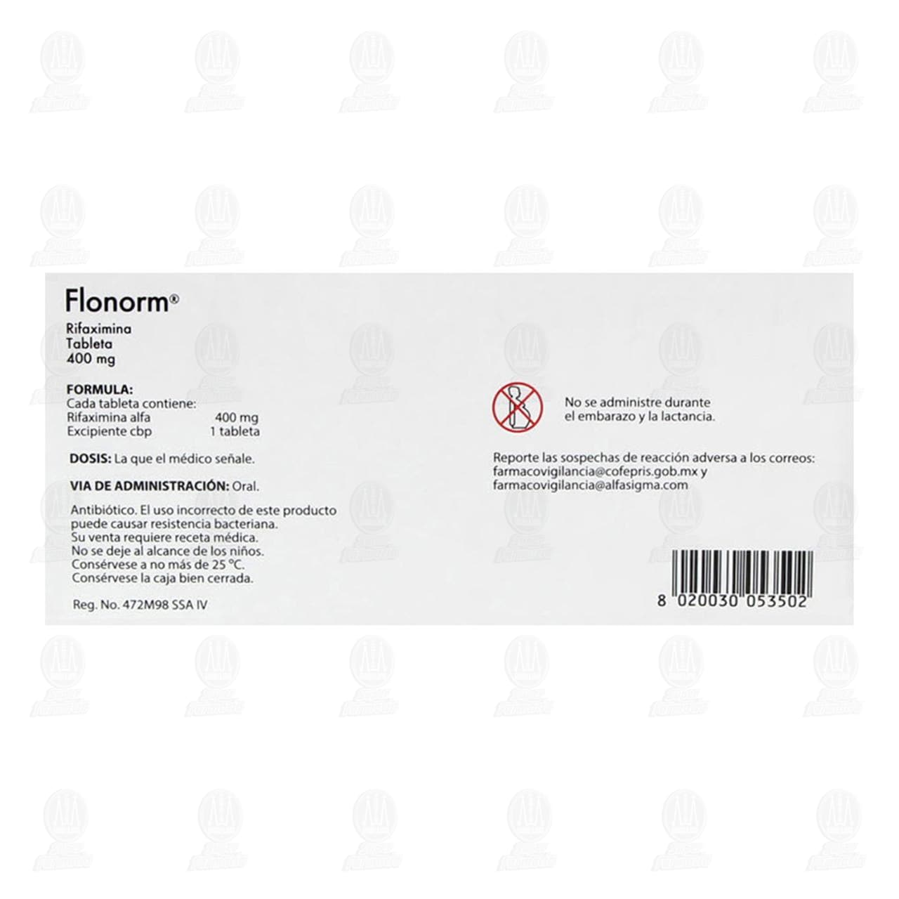 Flonorm 400 mg, 14 Tabletas. de FLONORM | Farmacias Guadalajara