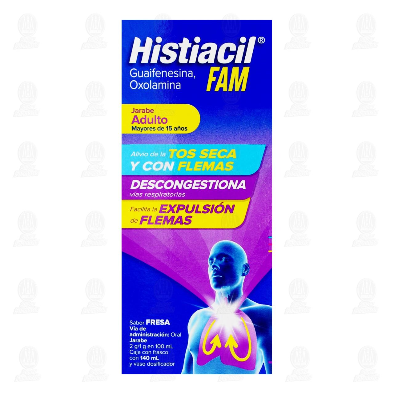 Histiacil FAM Jarabe Adulto para la Tos Seca y con Flemas Sabor Fresa ...