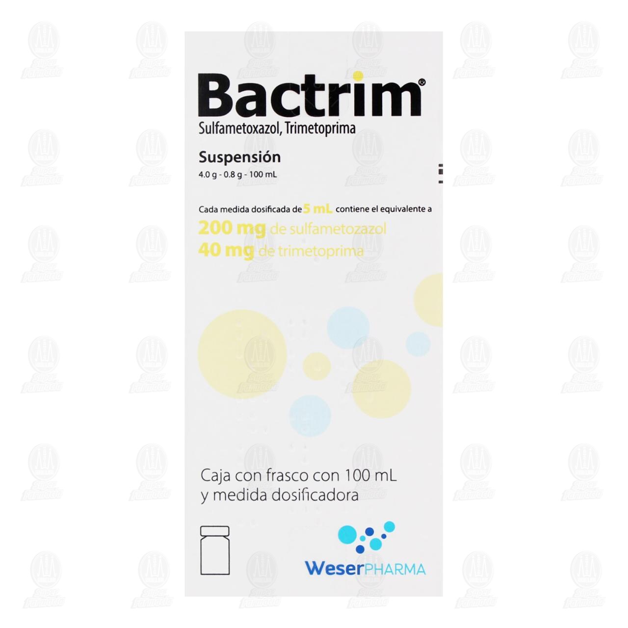 Bactrim 200mg/40mg/5ml, Suspensión 100 ml. de BACTRIM | Farmacias ...