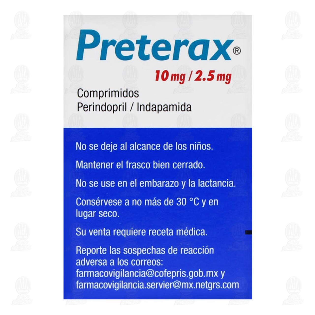 Preterax 10mg/2.5mg, 30 Comprimidos. de PRETERAX | Farmacias Guadalajara