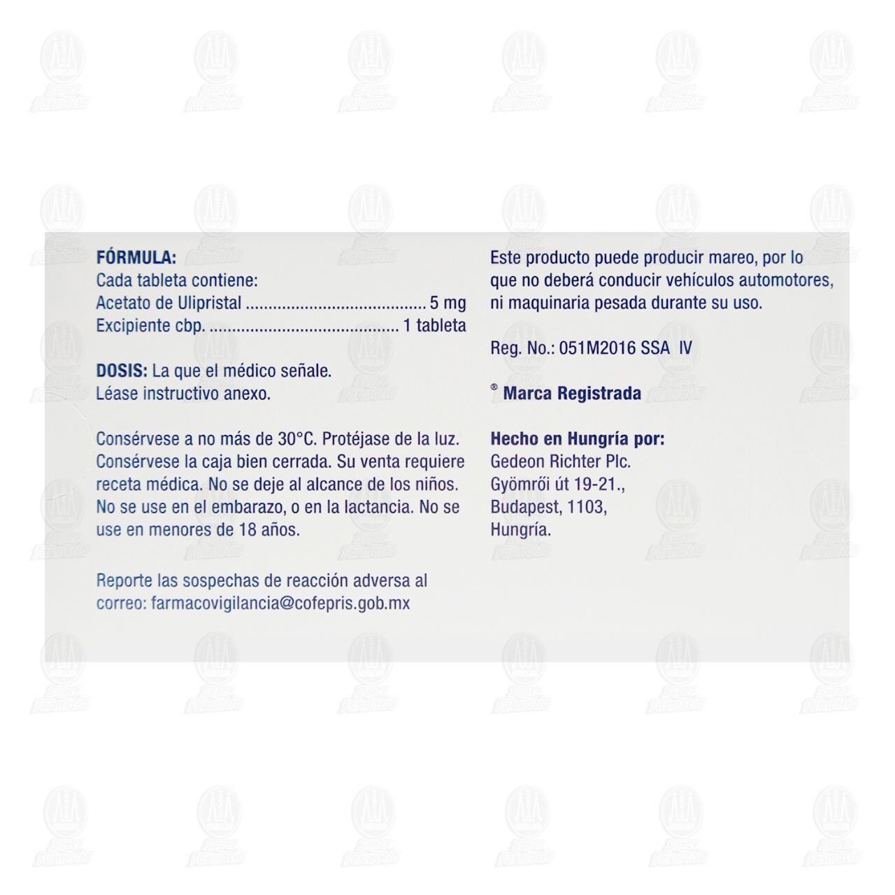Esmya 5 mg, 28 Tabletas. de ESMYA | Farmacias Guadalajara