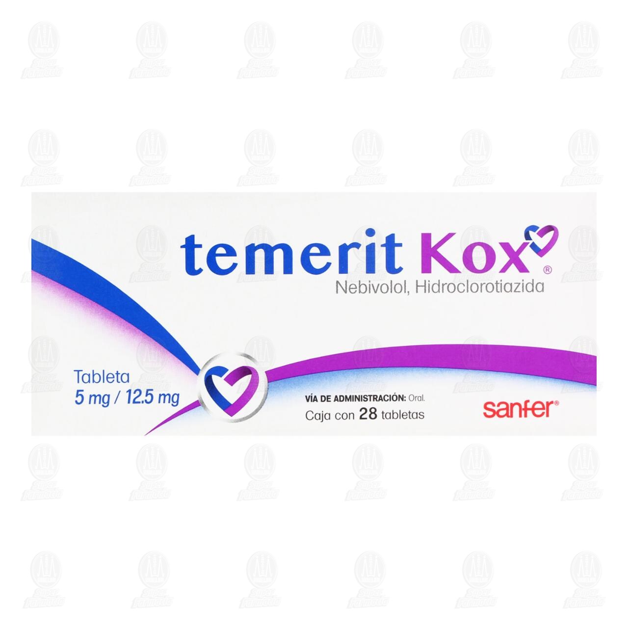 Temerit Kox 5mg/12.5mg, 28 Tabletas. de TEMERIT | Farmacias Guadalajara