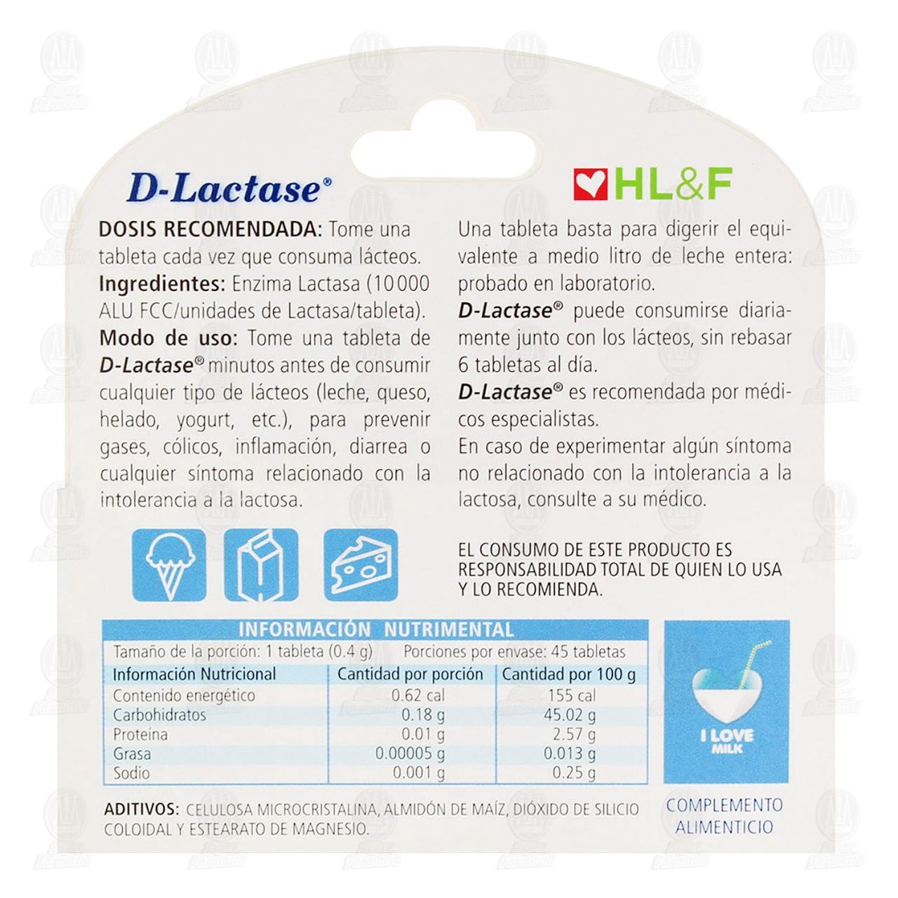 D-Lactase 10000 ALU FCC, 45 Tabletas. de D-LACTASE | Farmacias Guadalajara