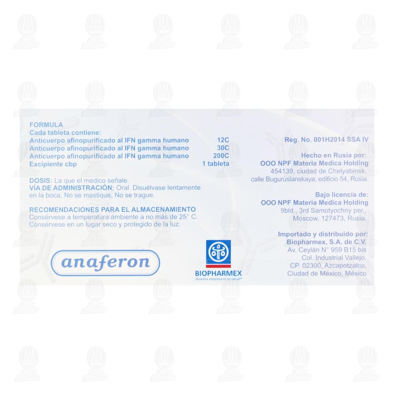 Anaferon 12c/30c/200c, 20 Tabletas. de ANAFERON | Farmacias Guadalajara