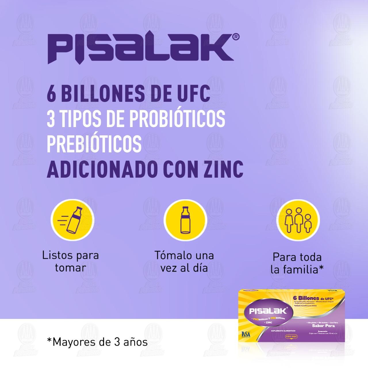 Pisalak 6 Billones, 7 Frascos con 10 ml c/u. de PISALAK | Farmacias ...