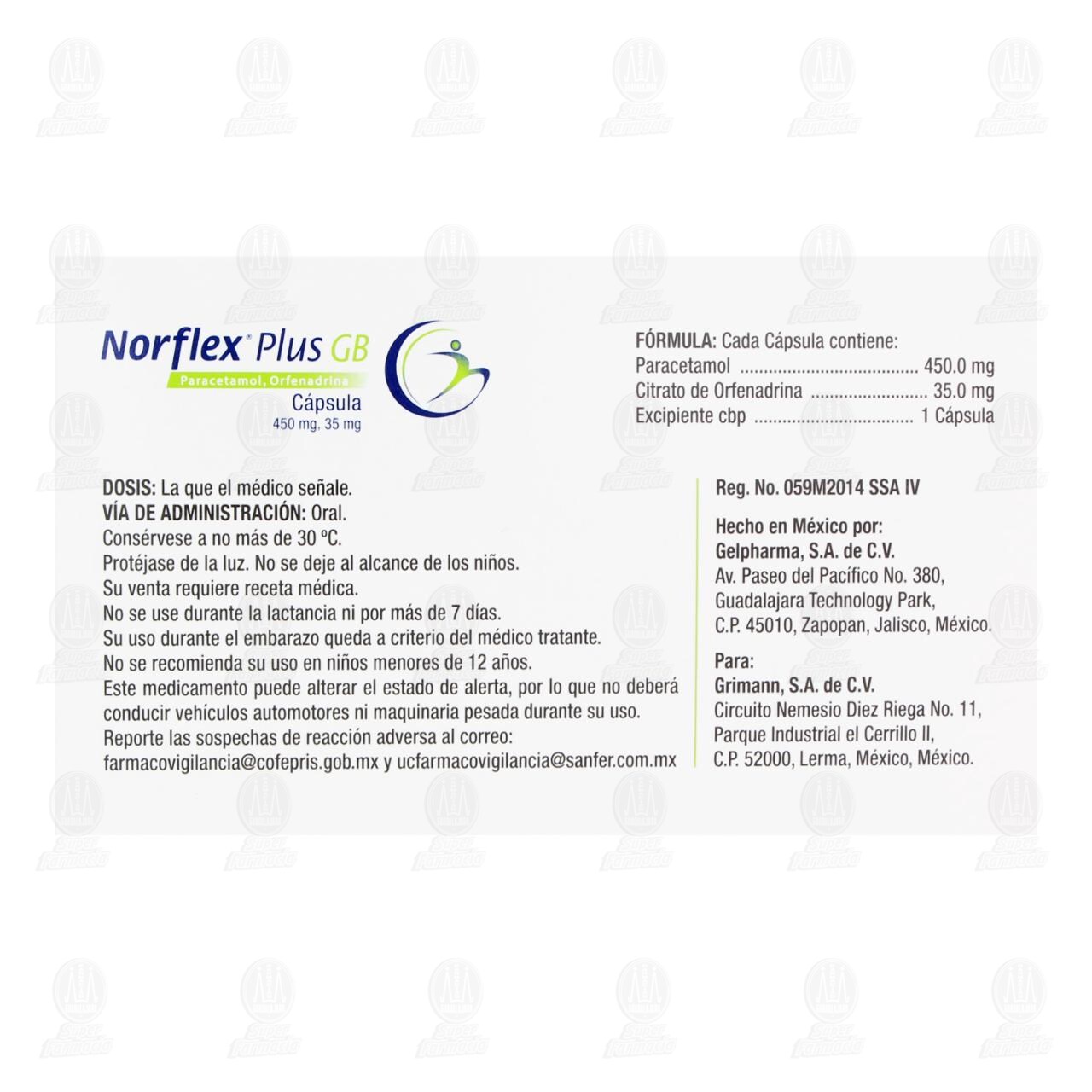 Norflex Plus GB 450mg/35mg, 30 Cápsulas. de NORFLEX | Farmacias Guadalajara