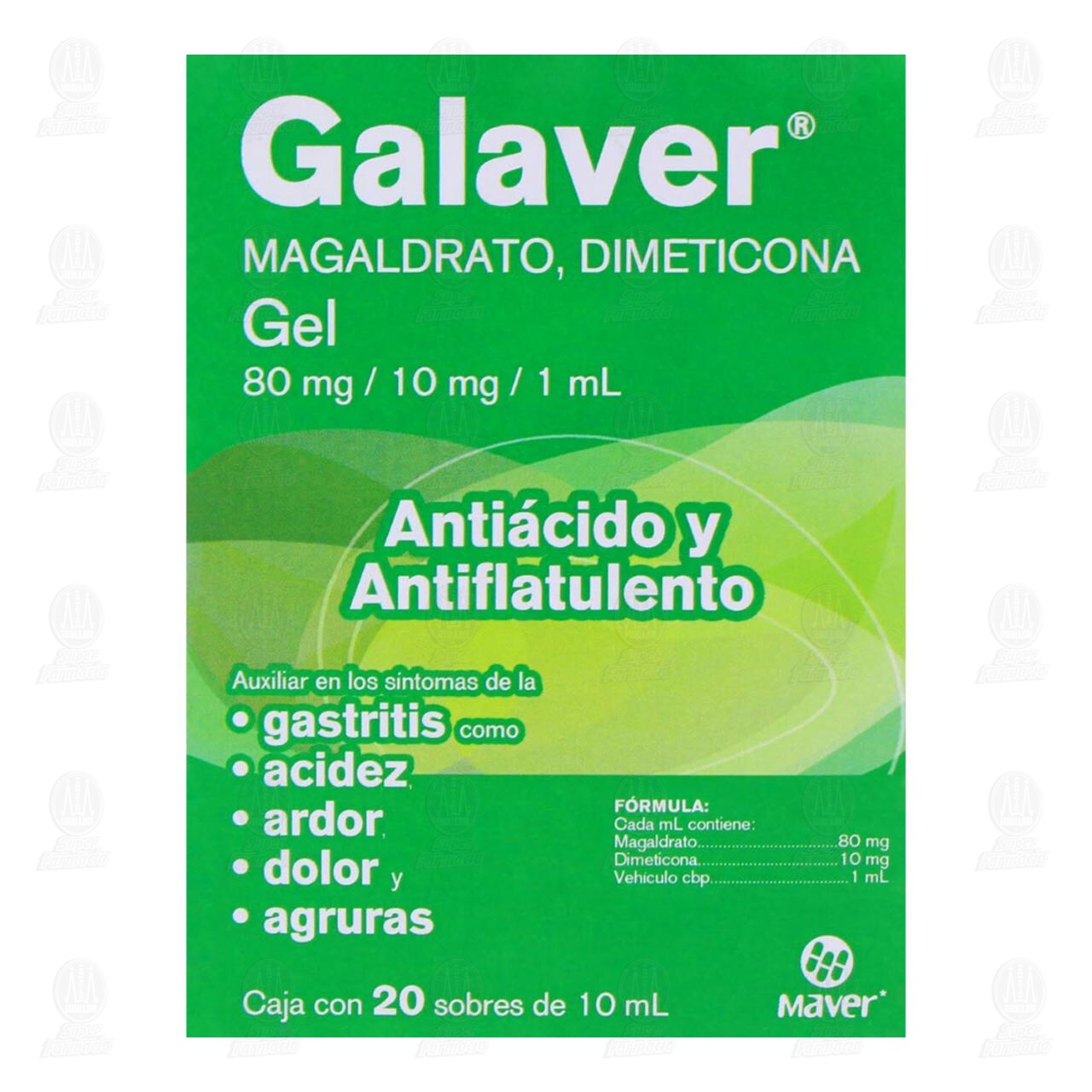 Galaver 80mg/10mg/1ml Gel, 20 Sobres. de GALAVER | Farmacias Guadalajara