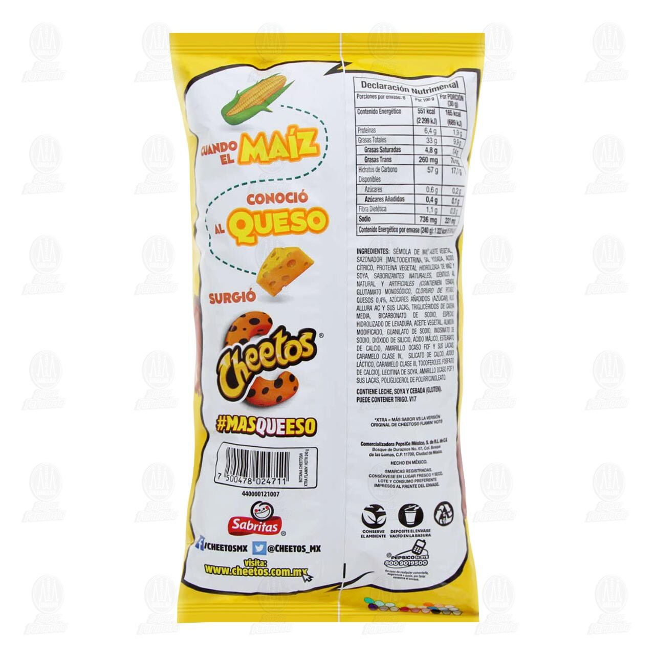 Botana Cheetos Xtra Flamin' Hot Sabor Chile y Limón, 240 gr. de ...