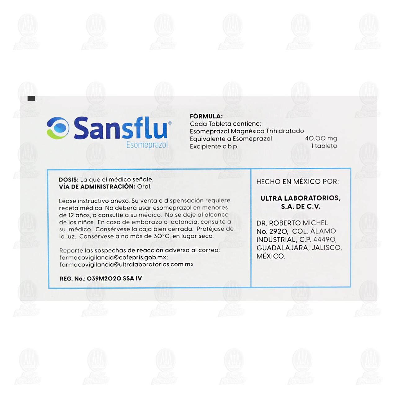 Sansflu 40 mg, 28 Tabletas. de SANSFLU | Farmacias Guadalajara