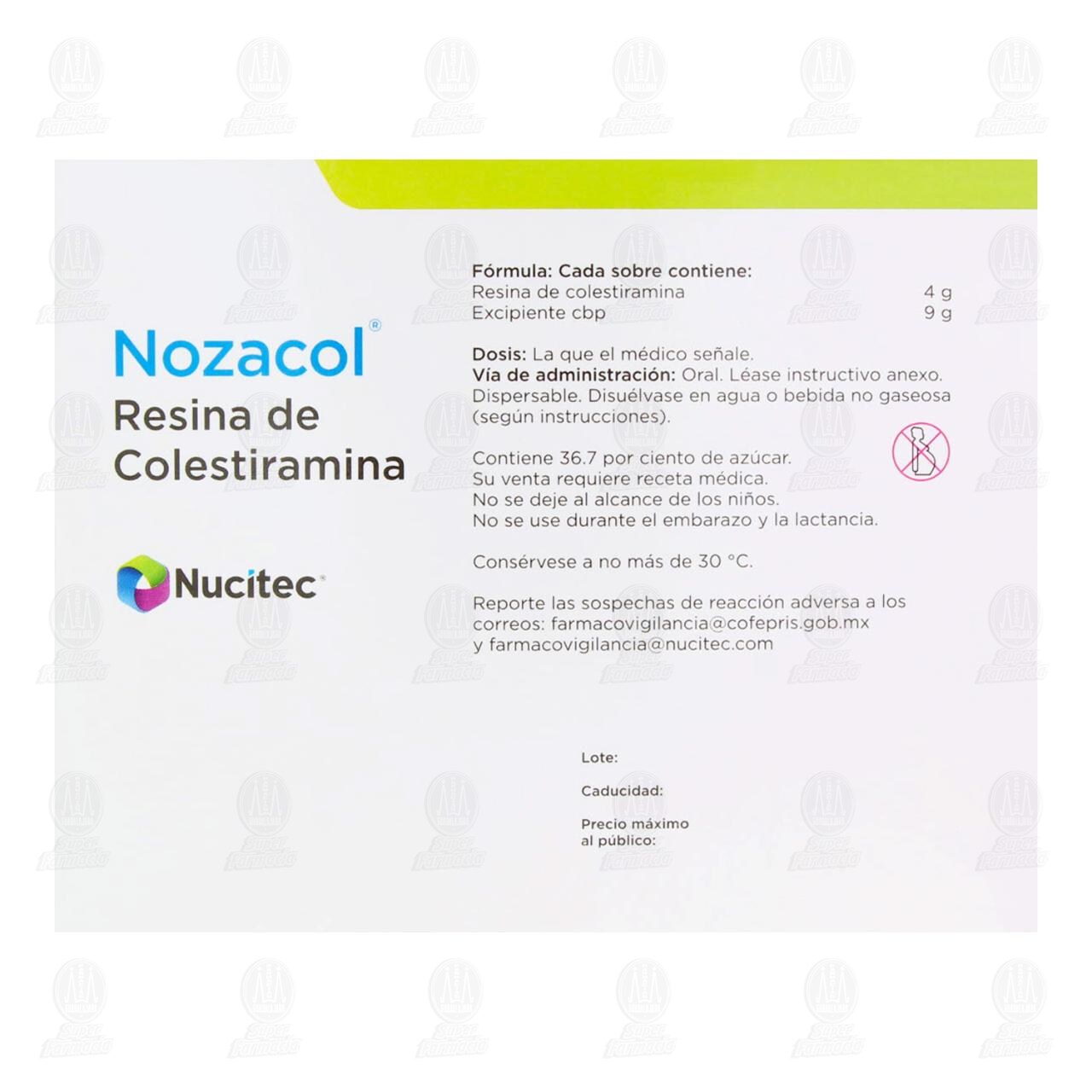 Nozacol 4 gr Polvo 50 Sobres, 9 gr c/u. de NOZACOL | Farmacias Guadalajara