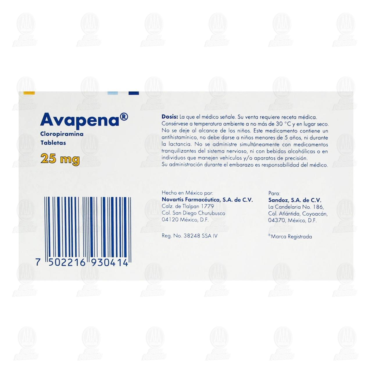 Avapena 25 mg, 20 Tabletas. de AVAPENA | Farmacias Guadalajara