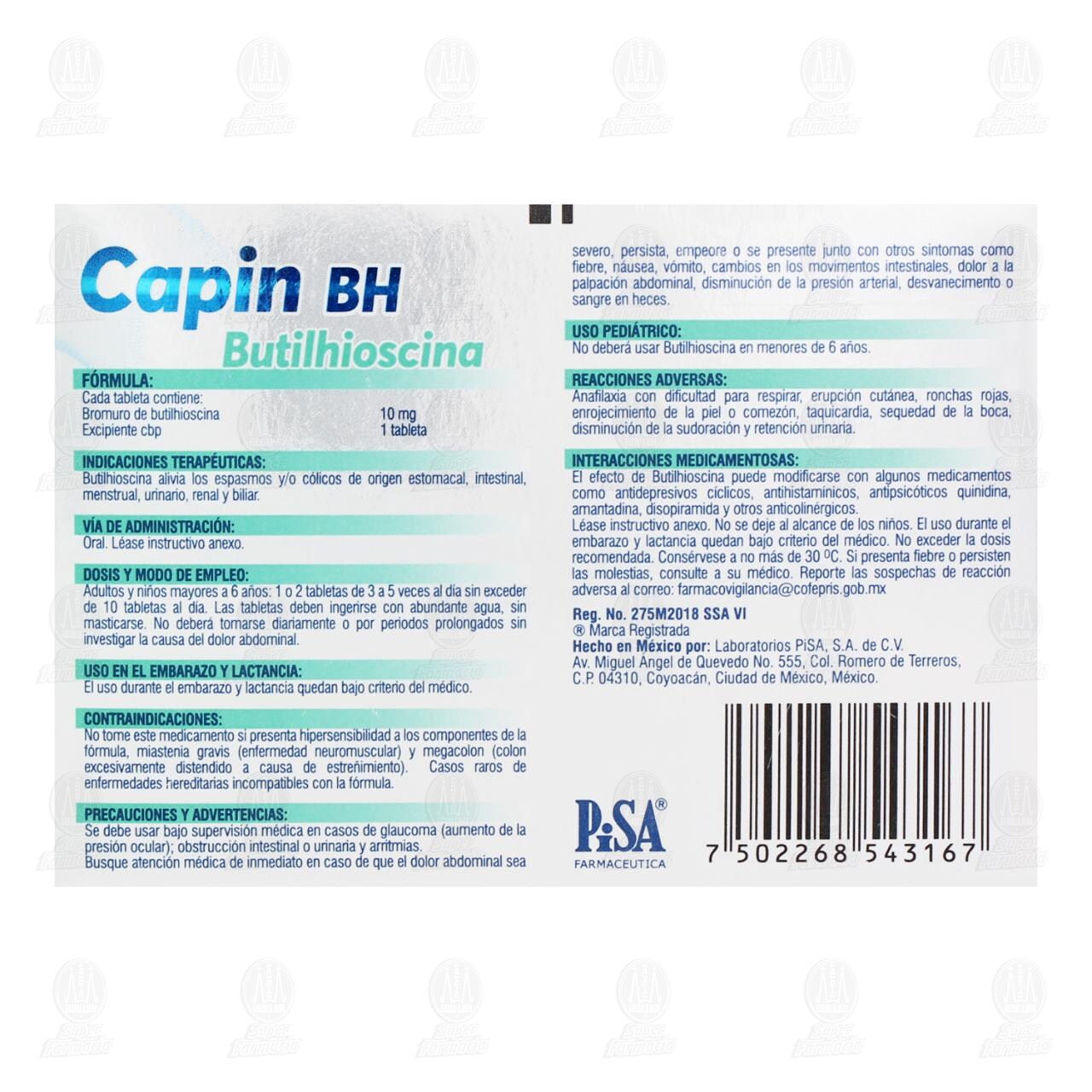Capin BH 10 mg, 10 Tabletas. de CAPIN | Farmacias Guadalajara
