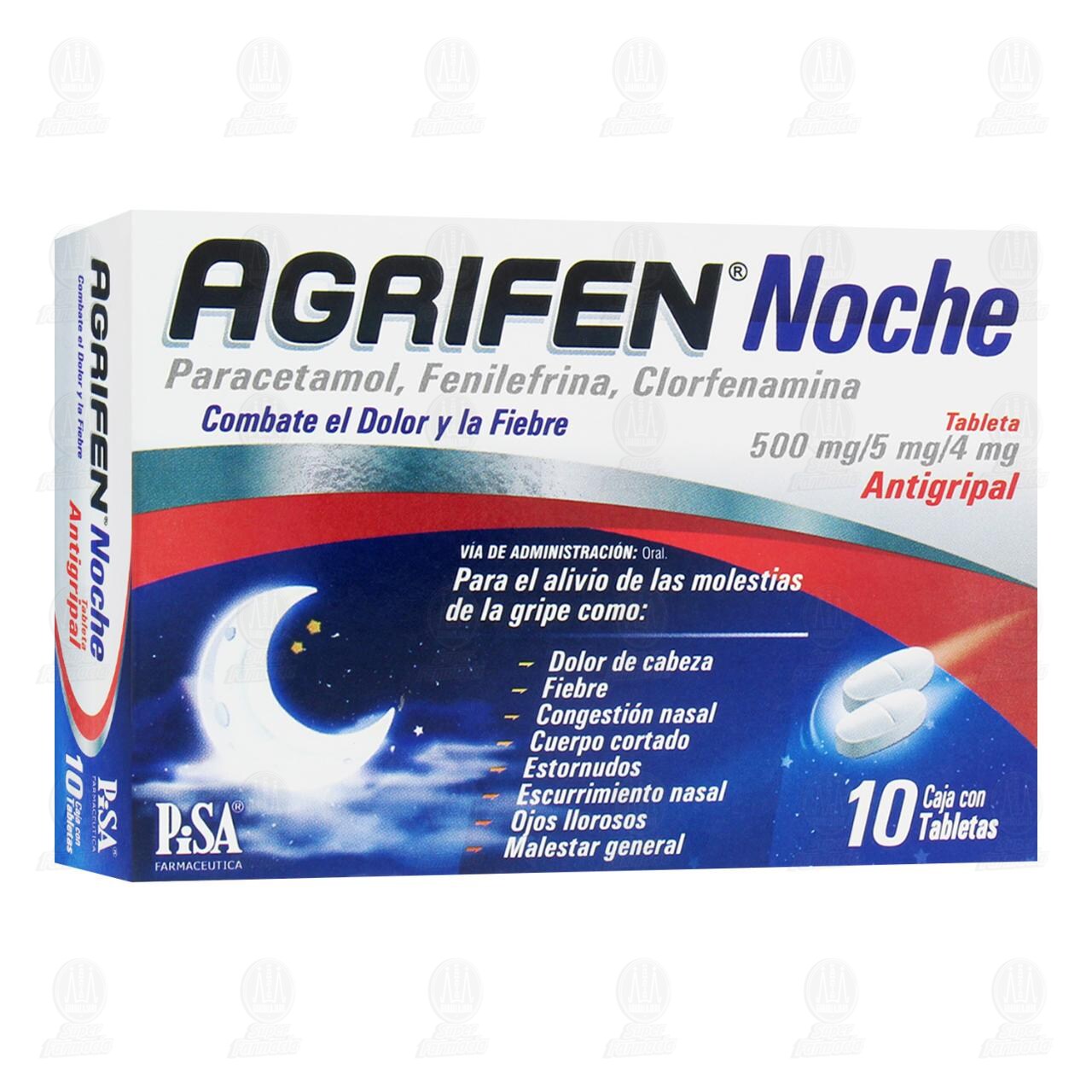 Agrifen Noche, 500mg/5mg/4mg, 10 Tabletas. de AGRIFEN | Farmacias ...
