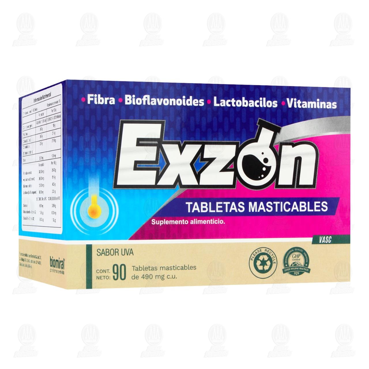 Exzon Suplemento Alimenticio 490 mg, 90 Tabletas.