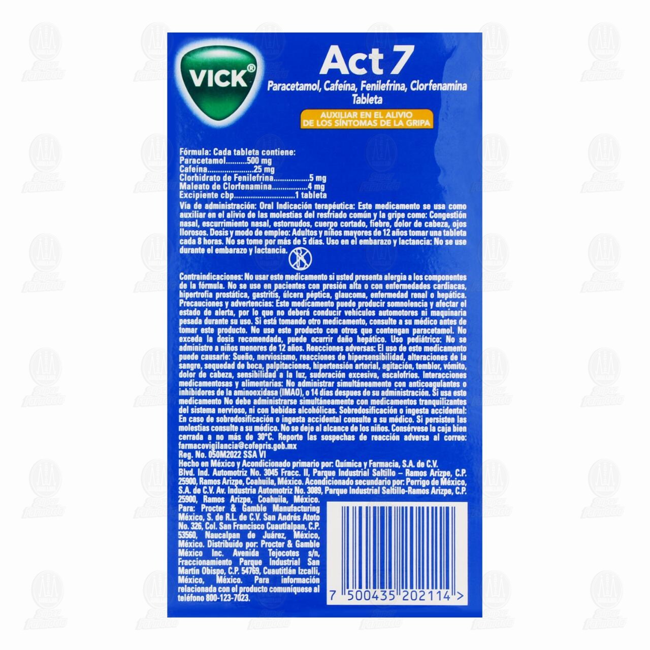 Vick Act 7, 10 Tabletas. de VICK | Farmacias Guadalajara