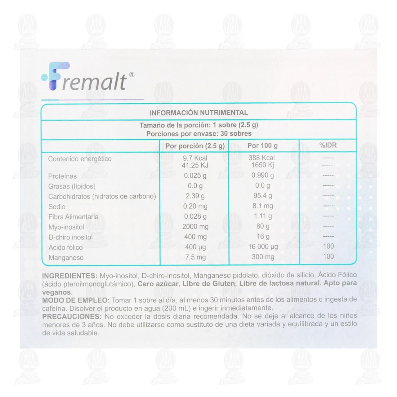 Fremalt Cero Azúcar, 30 Sobres. de FREMALT | Farmacias Guadalajara